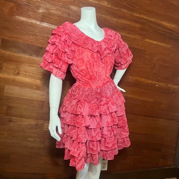 Unbranded | Dresses | Vintage 8s Salsa Flamenco Dancer Two Piece Tiered ...
